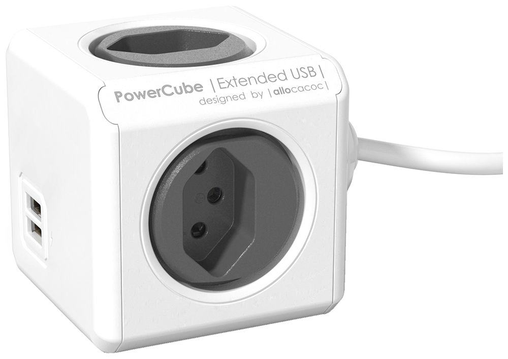 Mehrfachstecker PowerCube Extended 4×T13 2×USB-A 1.5m 3×1mm² an ...