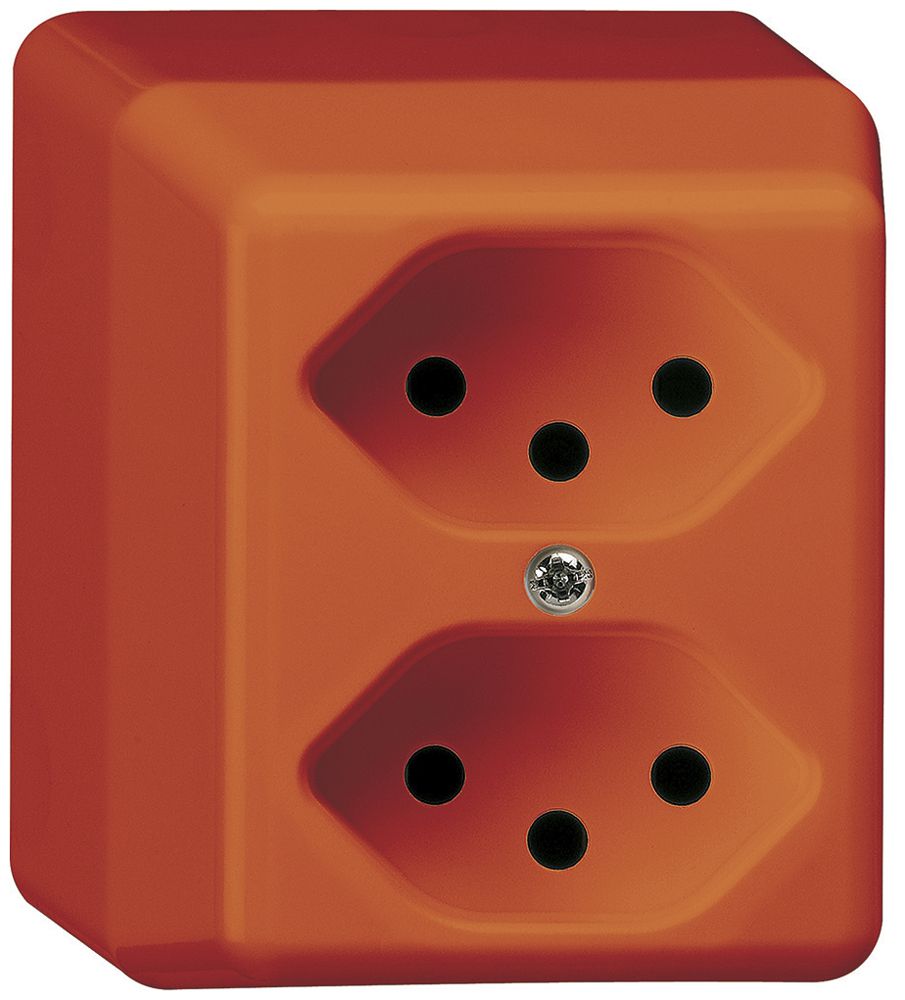 AP-Steckdose basico 2×Typ 13 orange - Elektrogrosshandel