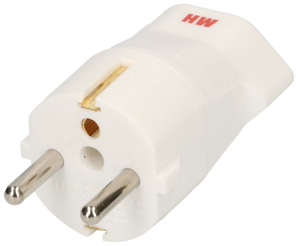 Übergangsstecker 2L+PE 16A 250V Schuko/NF / Typ 23 weiss ...