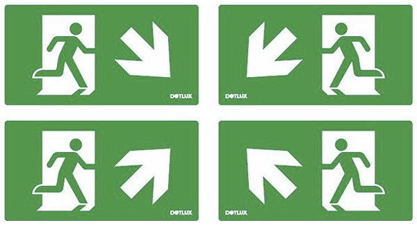 Piktogramm-Set DOTLUX EXIT je 1×Pfeil diagonal links/rechts oben/unten ...