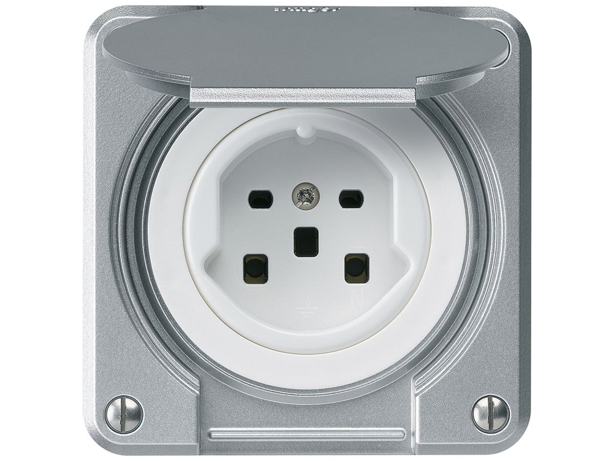 UP-Steckdose robusto Typ 25 aluminium für Kombination - Elektrogrosshandel