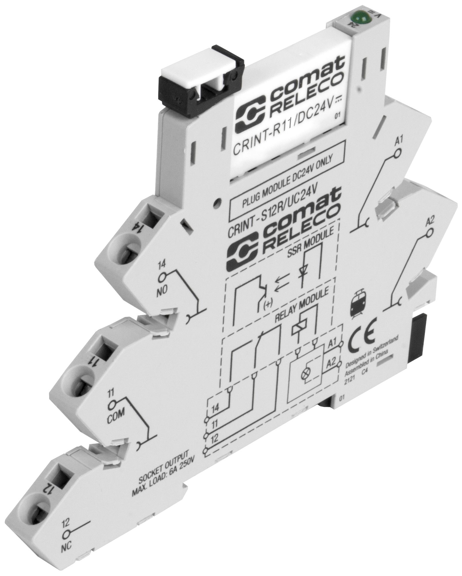 Interfacerelais ComatReleco CRINT-C121R, 24VUC, 1W AgSnO2 6A/250VAC ...
