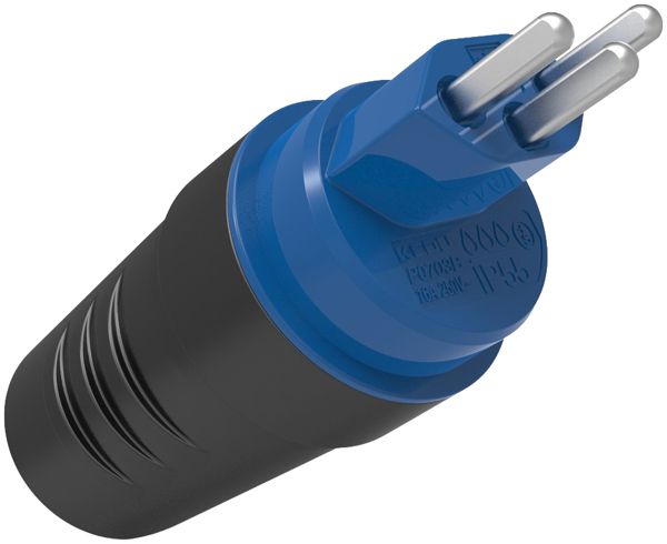 Stecker Typ 23 Ferratec L+N+PE 16A 250V gerade Gummi IP55 sz-bl ...