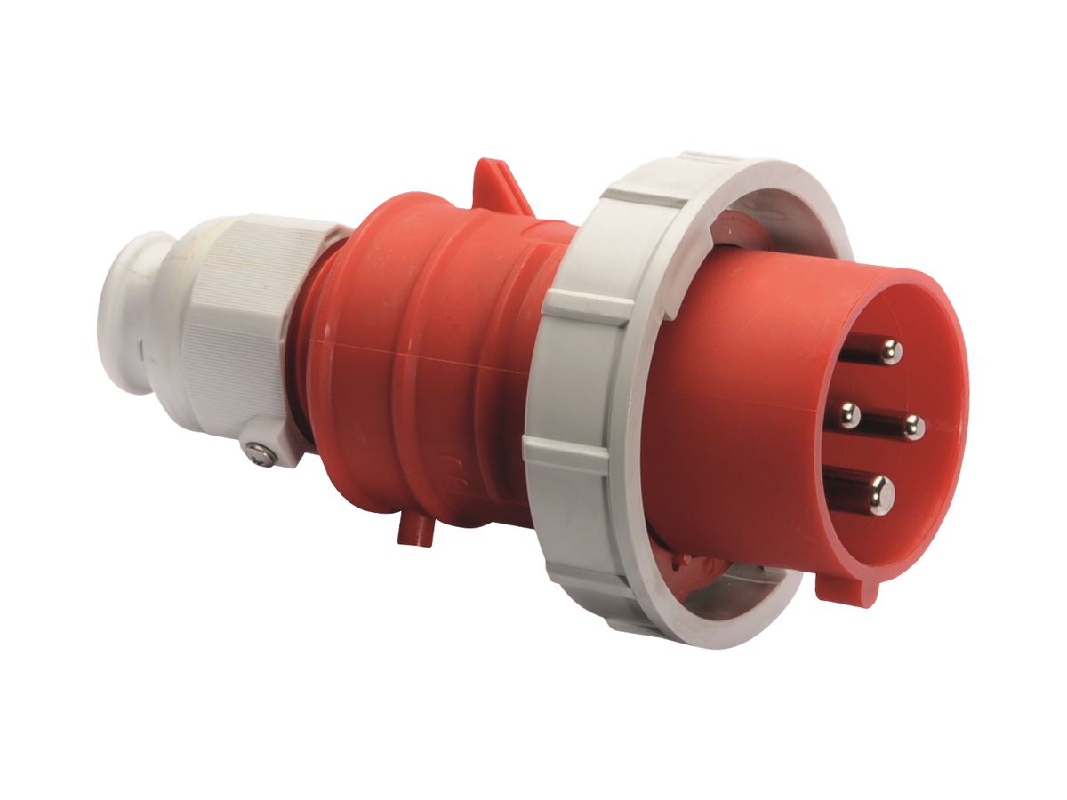 Stecker CEE Bals 4P 32A 400V 6h rot IP67 vernickelt QC.TE-Plus ...