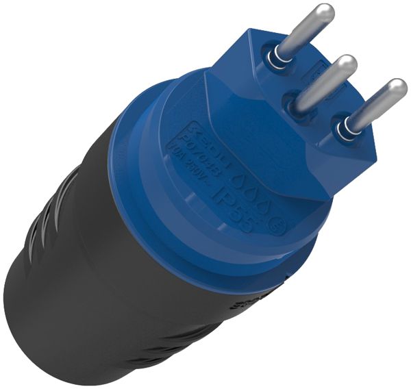 Stecker Typ 13 Ferratec L+N+PE 10A 250V gerade Gummi IP55 sz-bl ...