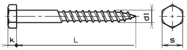 Holzschraube 6-kant 6×50mm DIN 571, gefräst, verzinkt blau - Elektrogrosshandel