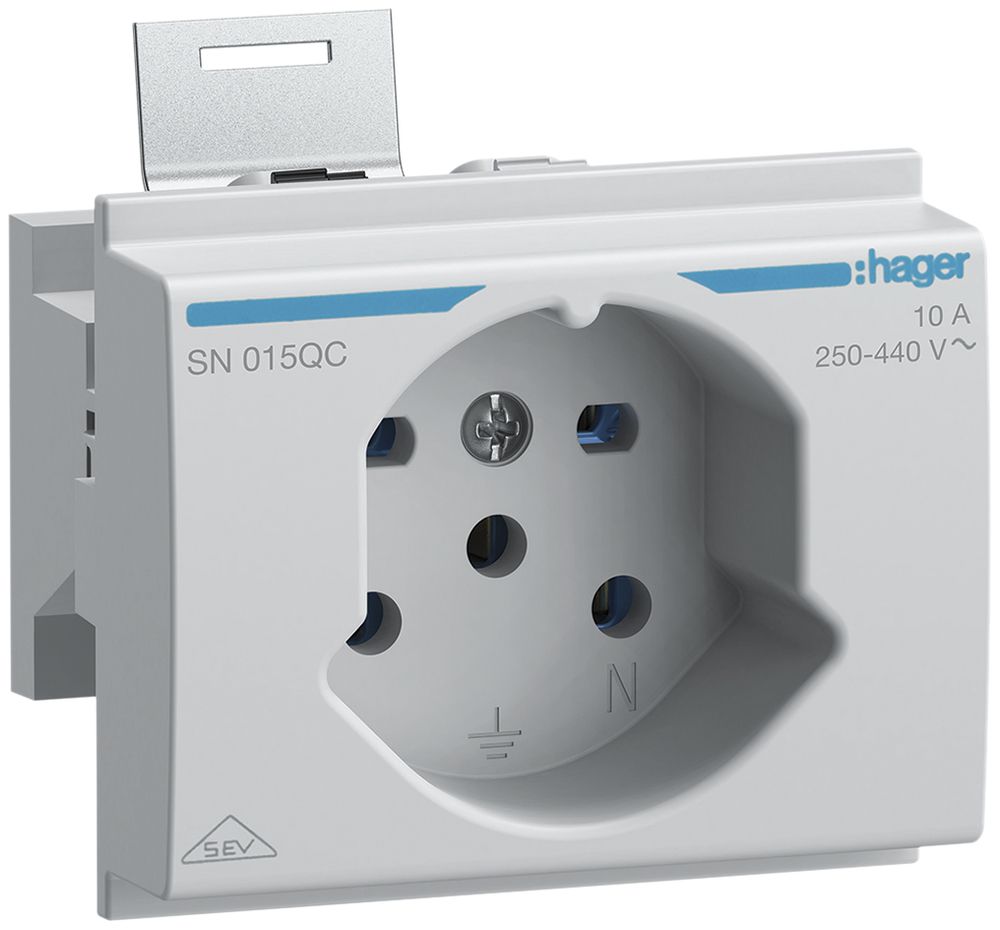 EB-Steckdose Hager Typ 15 für DIN-Montage mit Steckklemmen grau ...