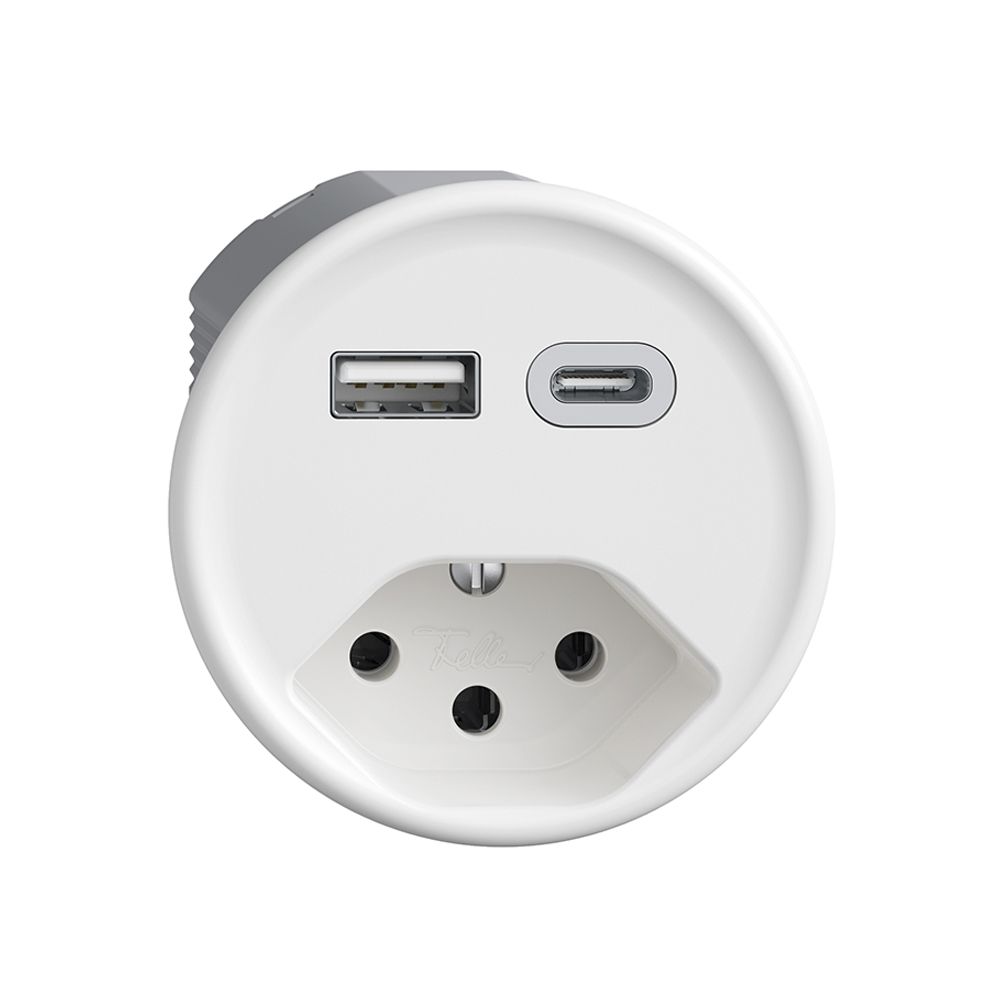 Steckdose USB Typ A+C + Typ 13 Feller STANDARDdue Q 230V 3000mA weiss ...