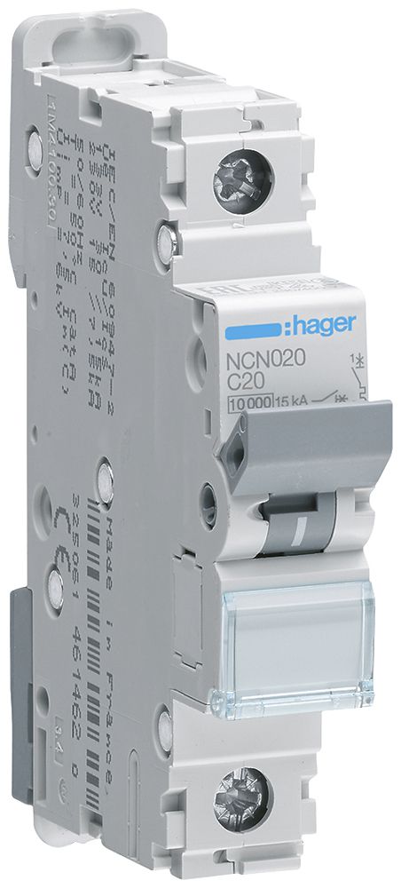 Leitungsschutzschalter Hager MCB 1P 230V Typ C 20A Icn 10kA 1TE - Elektrogrosshandel