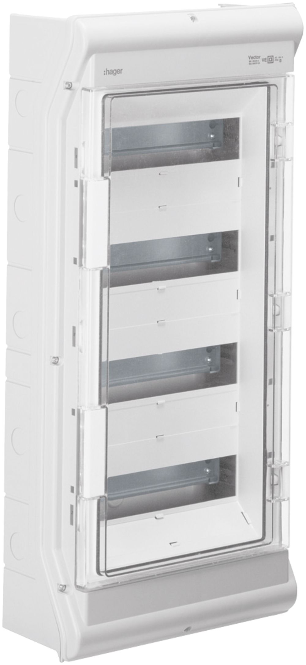 AP-Verteiler Hager vector 4-reihig 12TE IP65 310×677×151mm mit ...