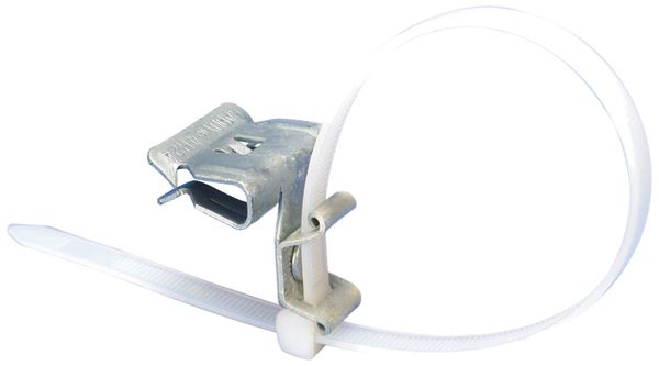 Klammer Caddy mit Kabelbinder weiss Ø10…70mm, Flansch 2…3mm, Federstahl ...