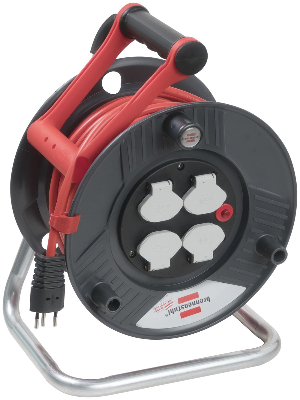 Kabelrolle Garant 25m Td 3×1.5mm² und 4 Steckdosen T13 - Elektrogrosshandel