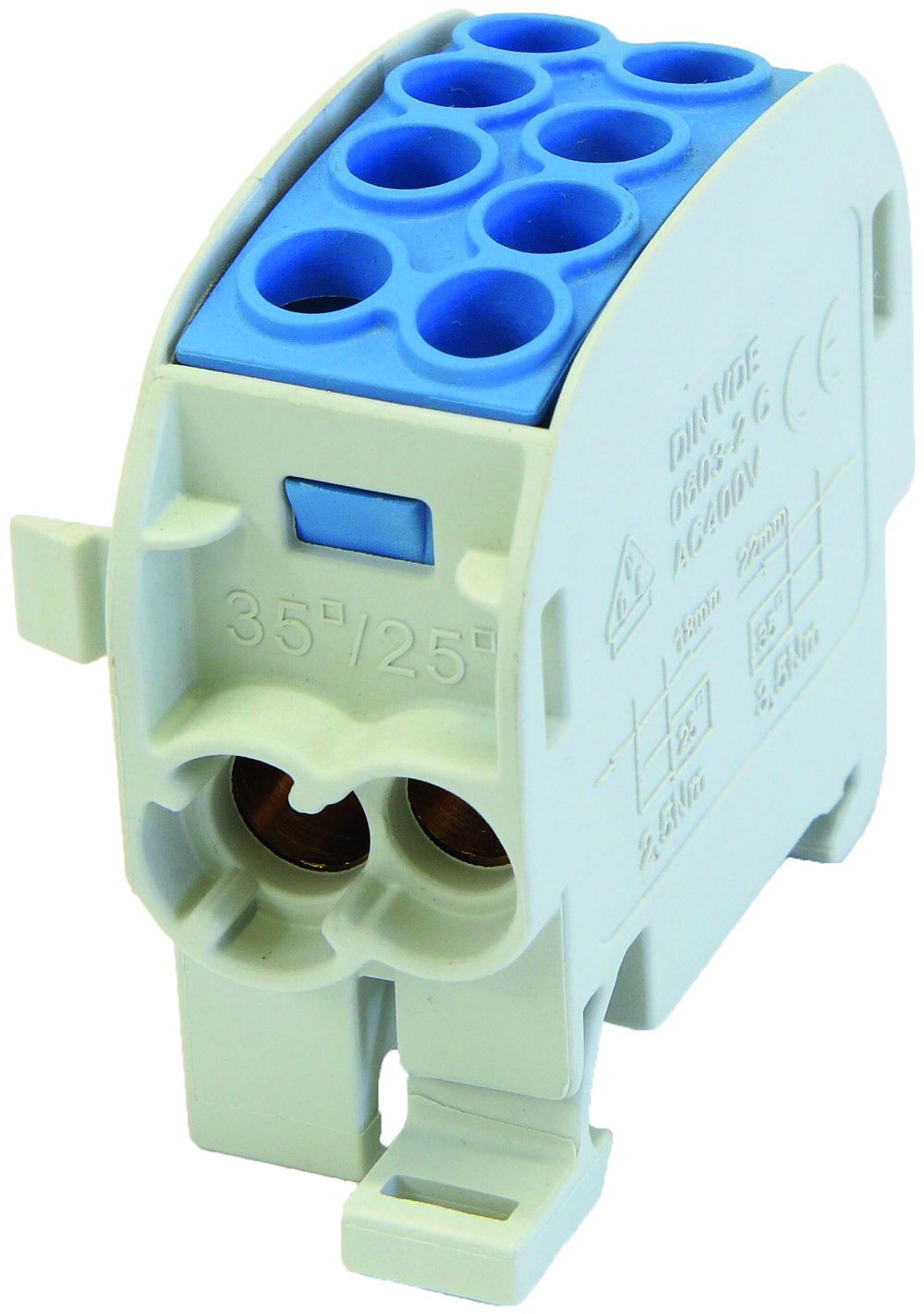 Verteilerblock Typ C 2×35/2×25mm² 125A CU blau - Elektrogrosshandel