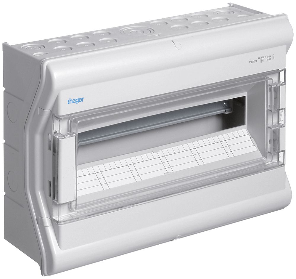 AP-Verteiler Hager vector 1-reihig 18TE IP54/IP65 418×302×151mm ...
