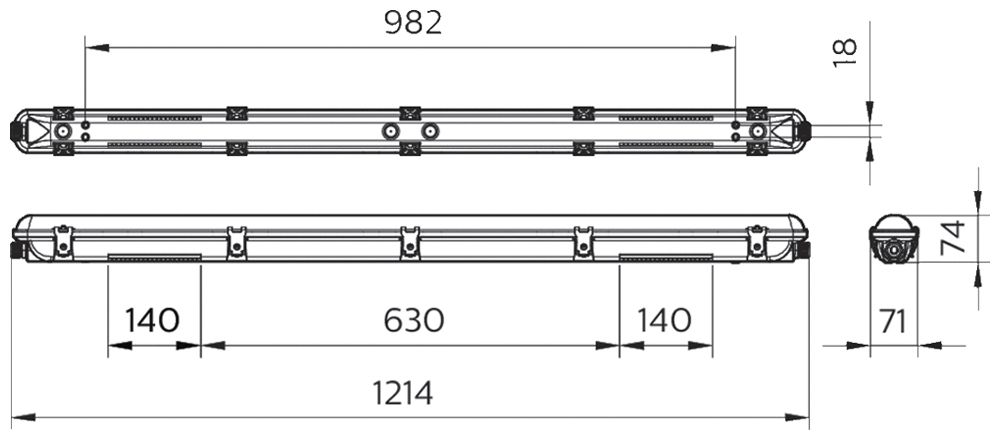 LED-Feuchtraumleuchte Philips Ledinaire WT065C 42W 4800lm 840 IP65 1.2m ...