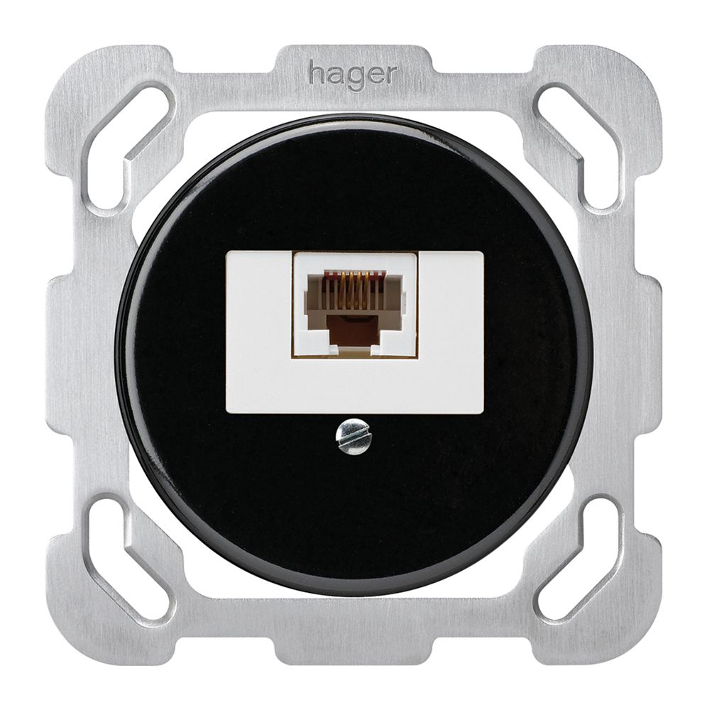 UP-Anschlussdose Hager basico 1×RJ45u schwarz - Elektrogrosshandel