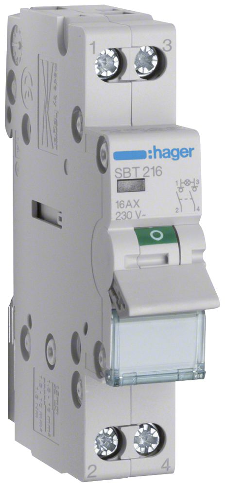 REG-Ausschalter Hager SBT 16A 230V 2 Schliesser 0 Öffner 1 Wechsler ...