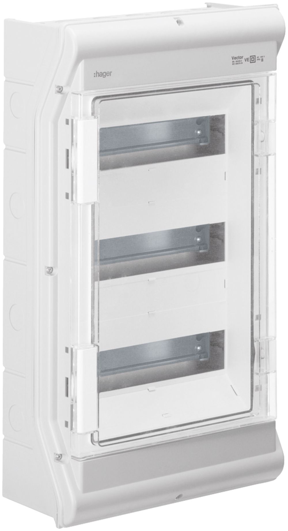 AP-Verteiler Hager vector 3-reihig 12TE IP65 310×552×151mm mit ...