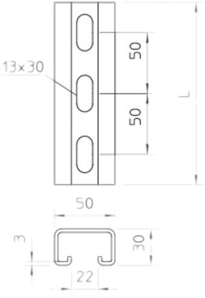 Profilschiene Bettermann 2000×50×30mm rostfrei - Elektrogrosshandel