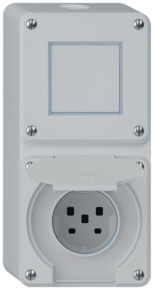 AP-Kombination robusto 2×1, Schalter Schema 3/Steckdose T25 IP55 grau ...