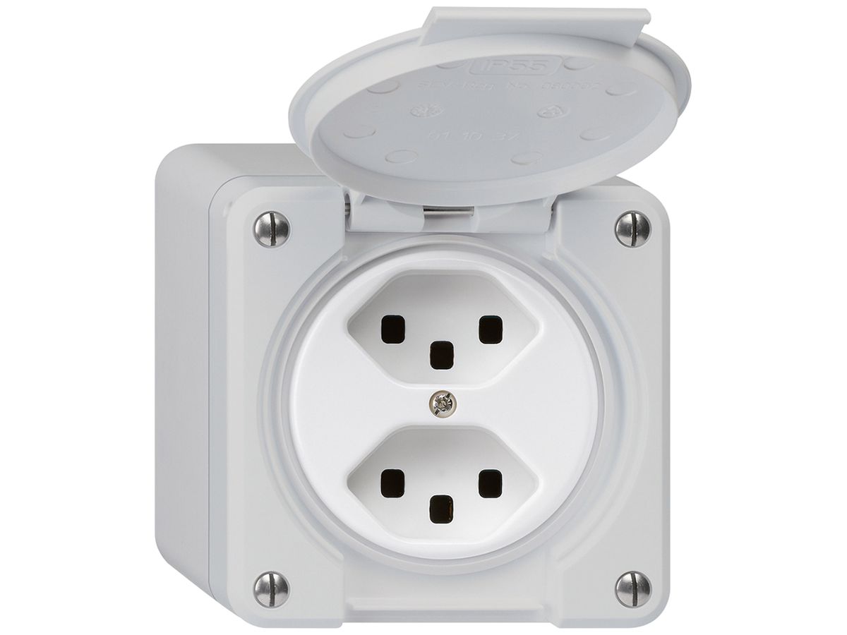 AP-Steckdose robusto 2×Typ 23 grau - Elektrogrosshandel