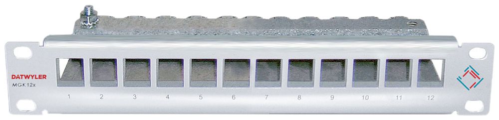 Patchpanel 10" Dätwyler MGK 1HE für 12×GG45, Edelstahl - Elektrogrosshandel
