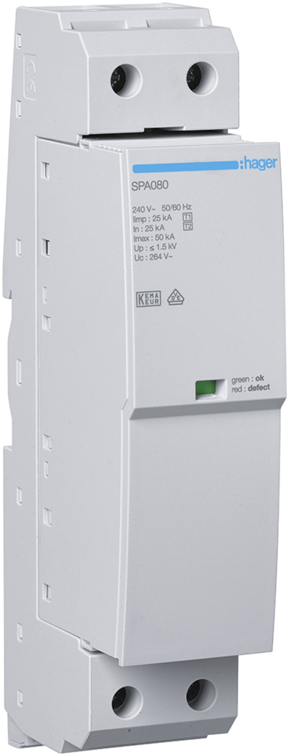 Kombiableiter Hager SPD TN TN-C TN-C-S TN-S 1L 240V 25kA 1.5kV 2TE ...