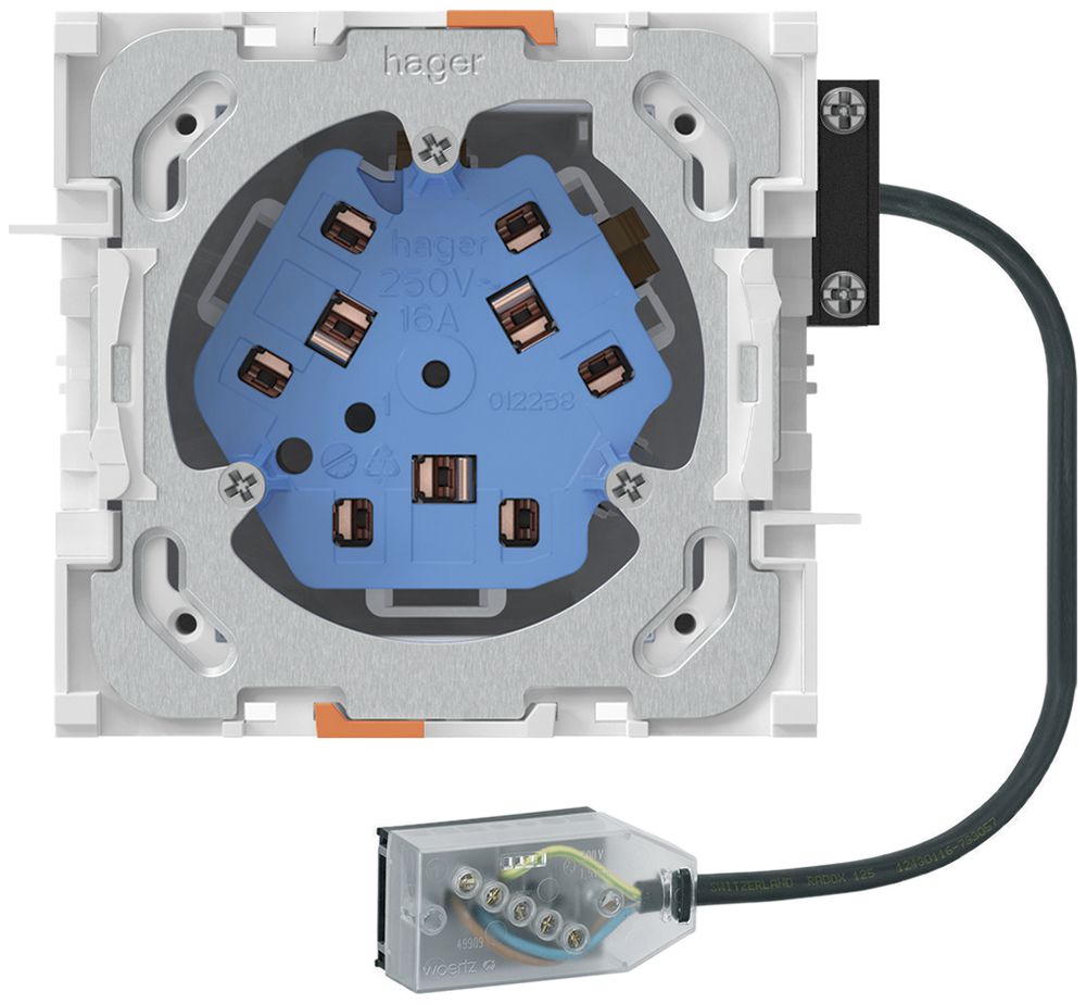 EB-Steckdose 3×Typ 13/23, Flachkabel-Anschluss Technofil, L1, Td 3×2 ...